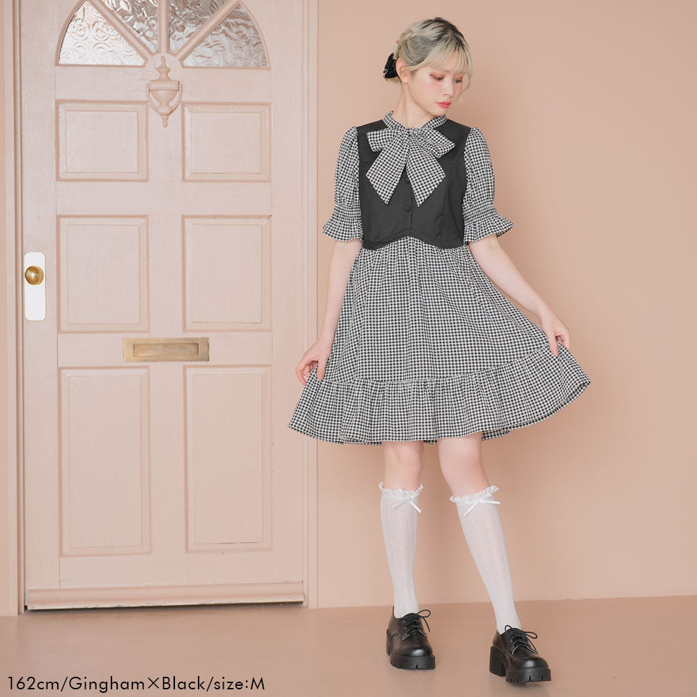 新春セール】ジレドッキングボウタイワンピース – レディース