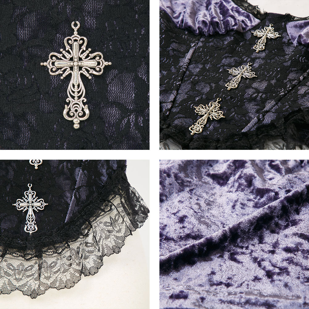 十字架チャームコルセットベロアキャミトップス – レディースファッション通販の夢展望【公式】