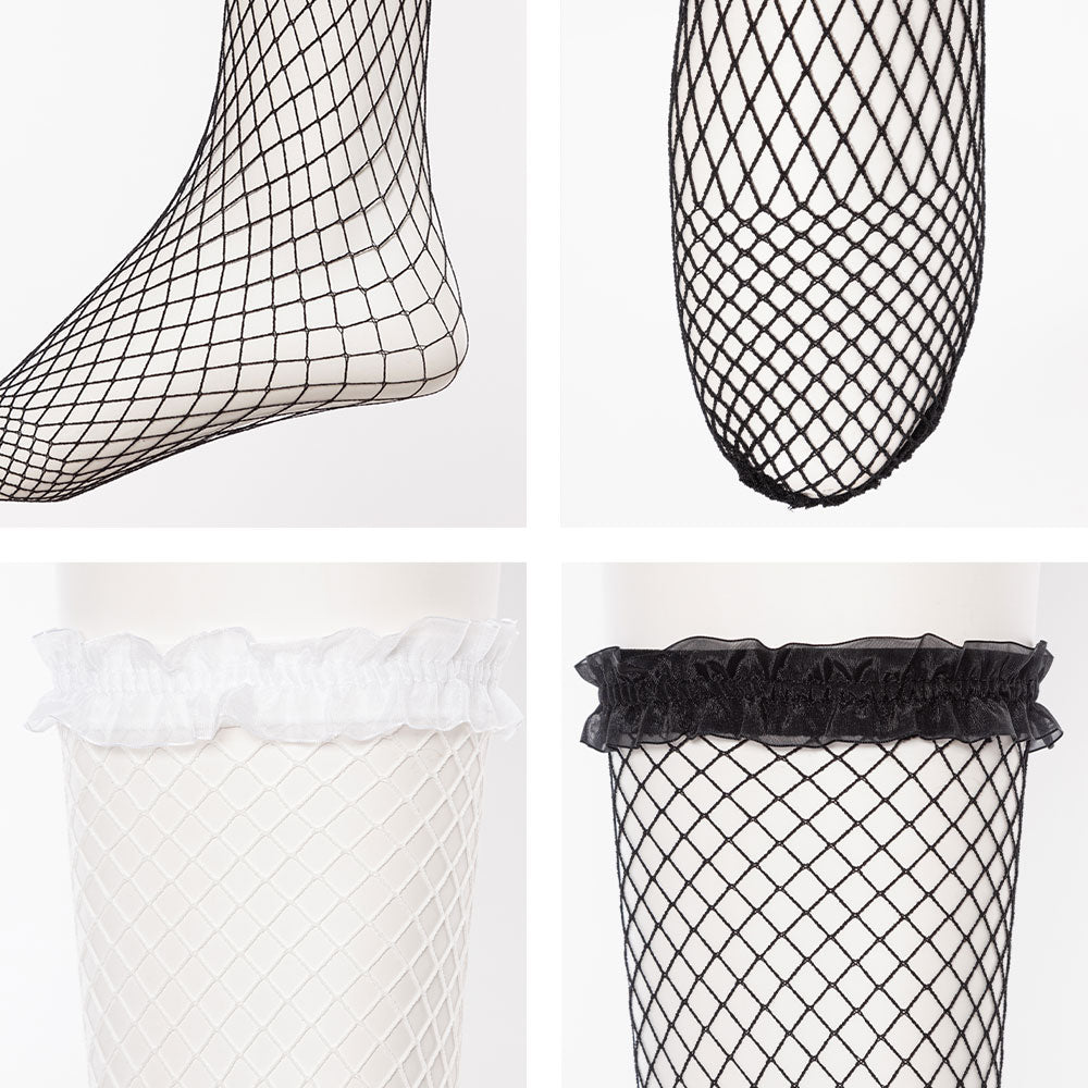 【メール便】オーガンジーフリル編みニーハイソックス – レディースファッション通販の夢展望【公式】